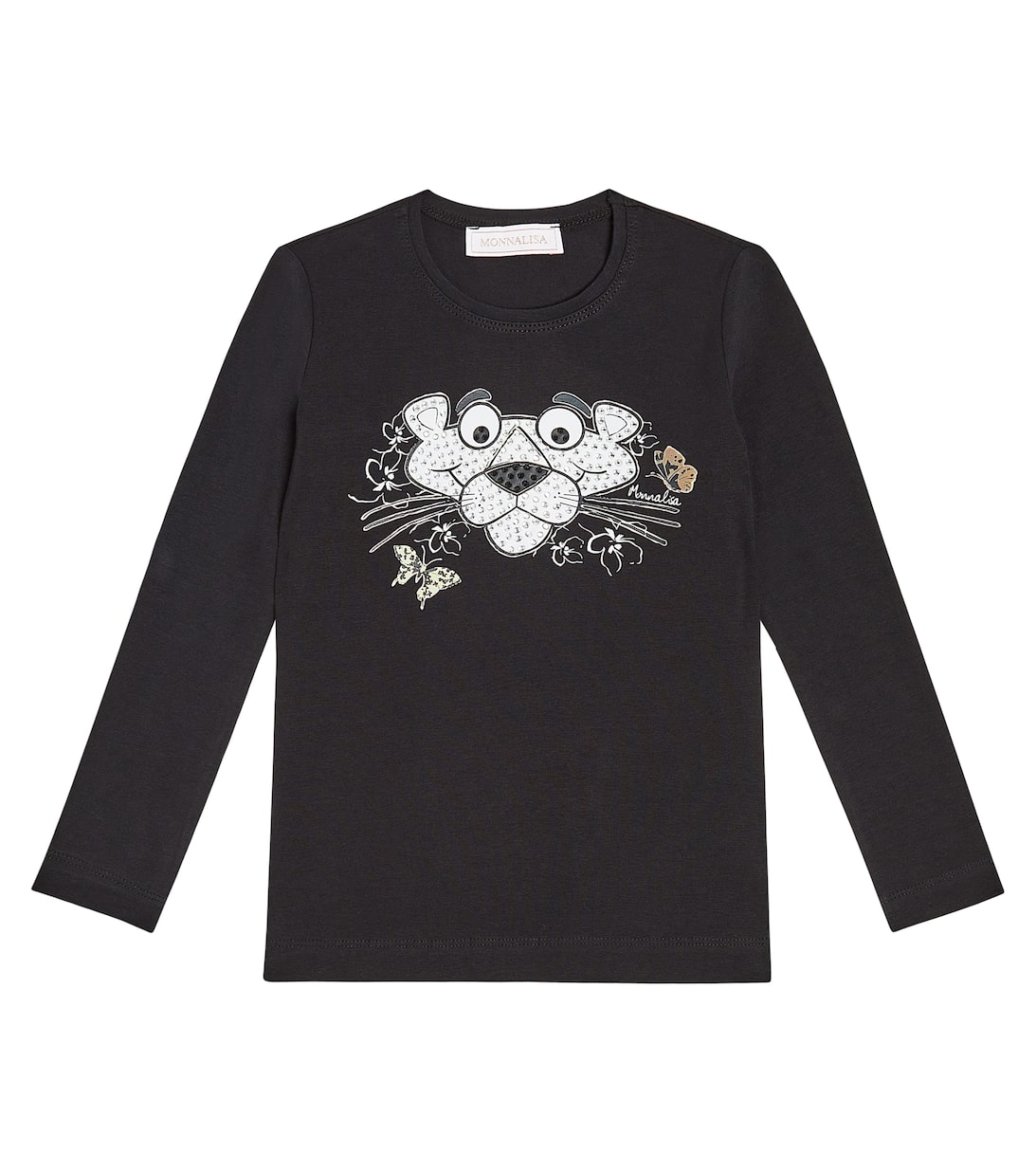 X Pink Panther Cotton Blend T Shirt in Black - Monnalisa | Mytheresa
