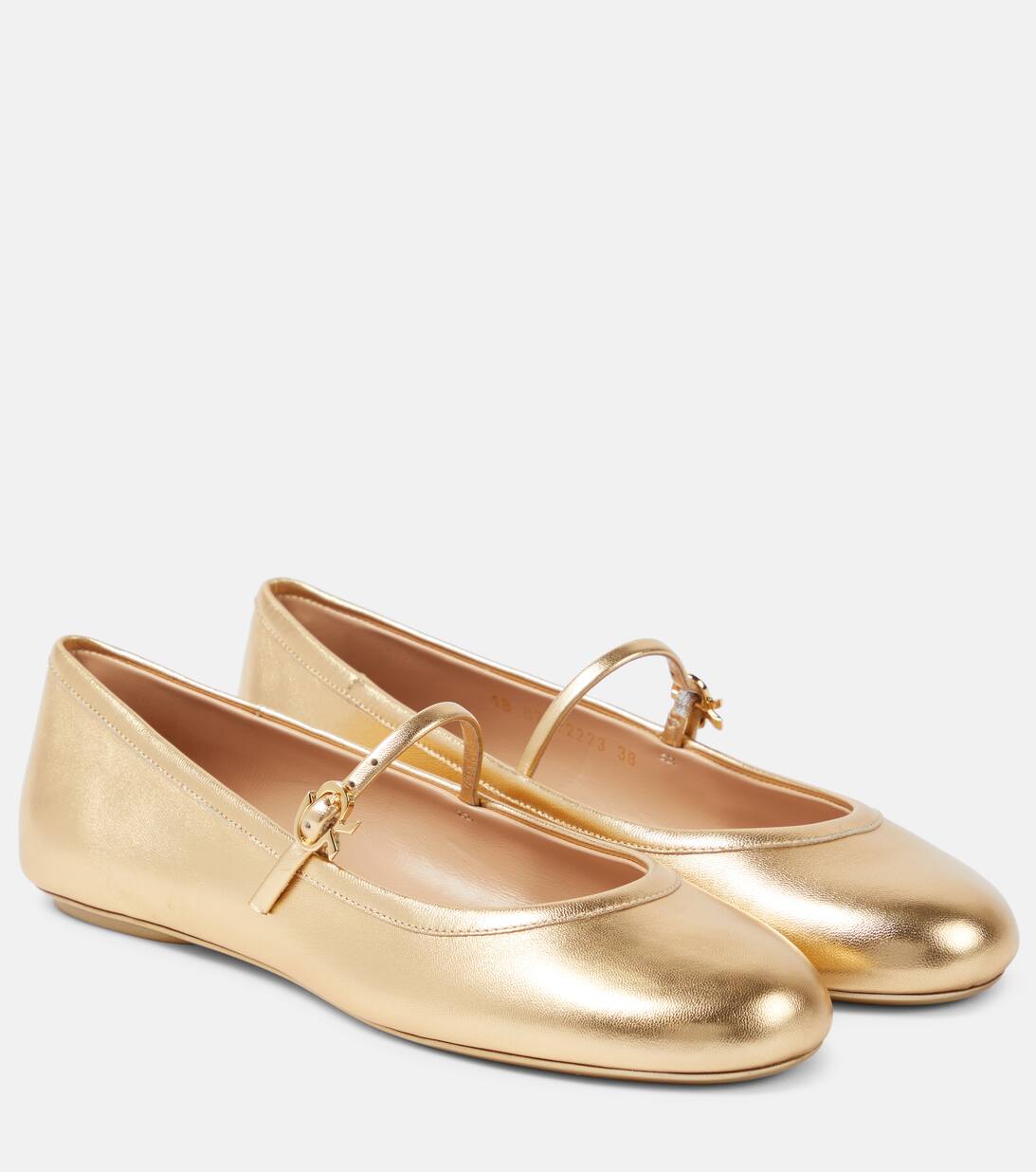 Carla Metallic Leather Ballet Flats in Gold - Gianvito Rossi | Mytheresa