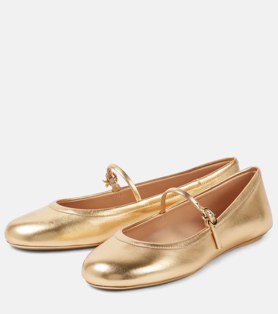 Carla Metallic Leather Ballet Flats in Gold - Gianvito Rossi | Mytheresa