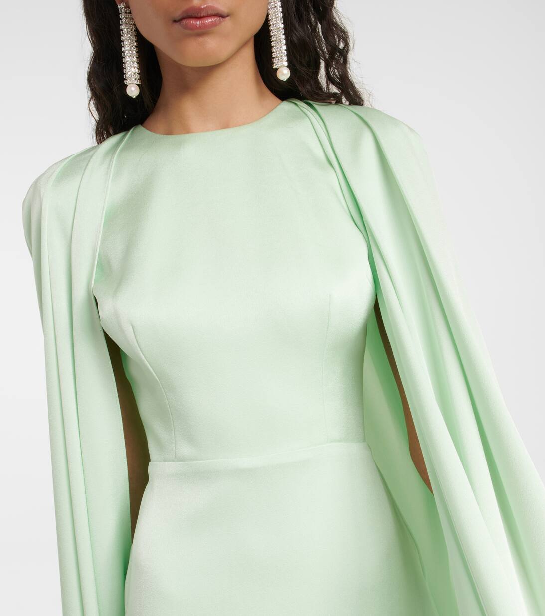 Beckett Satin Crepe Midi Dress in Green - Alex Perry | Mytheresa