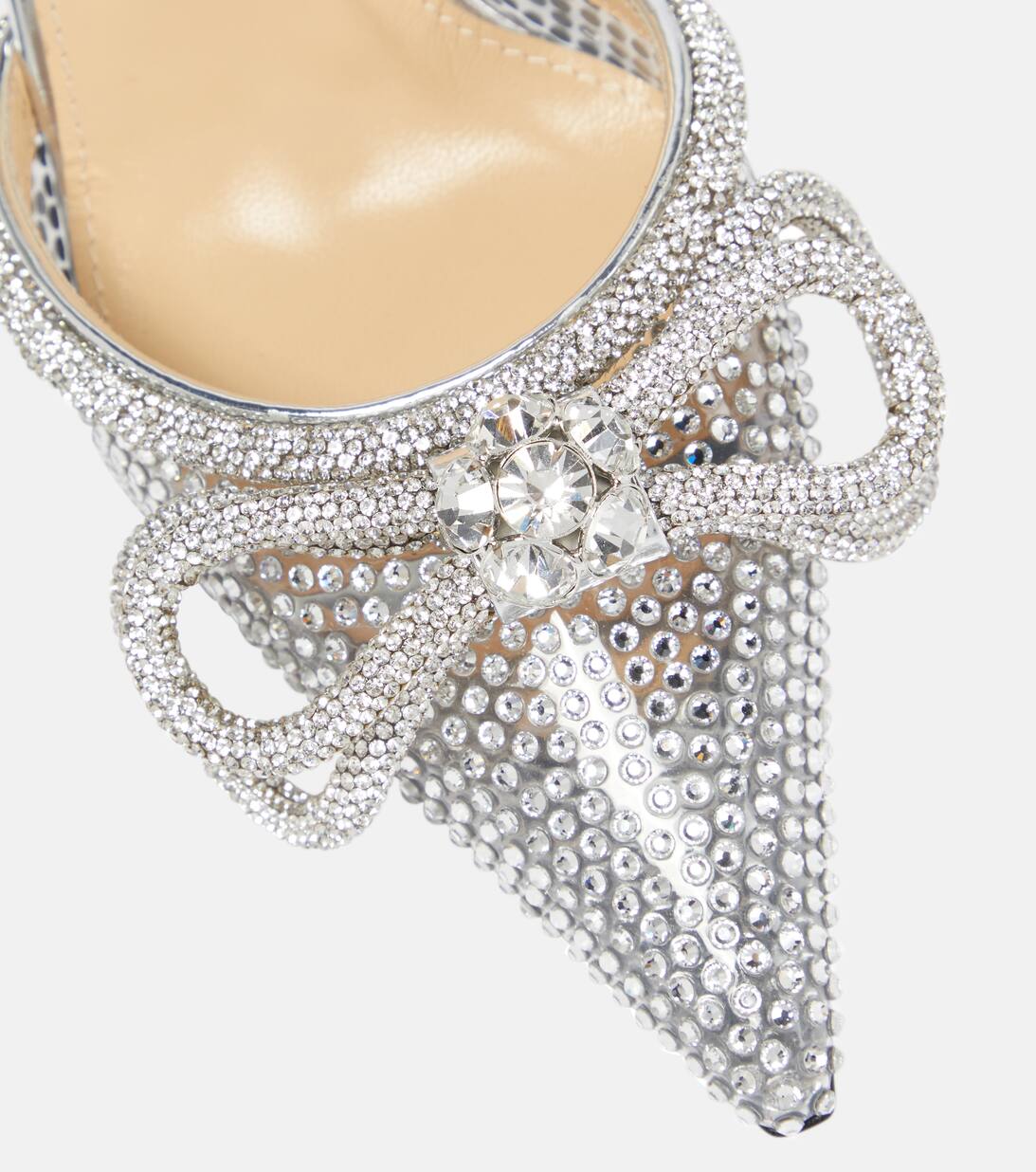 Double Bow Embellished PVC Pumps in Silver - Mach Mach | Mytheresa