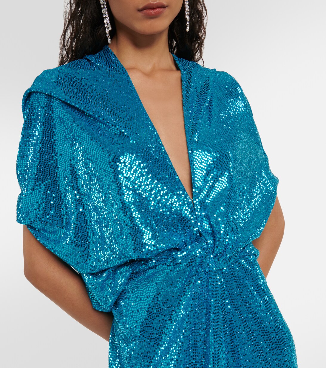 Kimel Sequined Gathered Midi Dress in Blue - Dodo Bar Or | Mytheresa