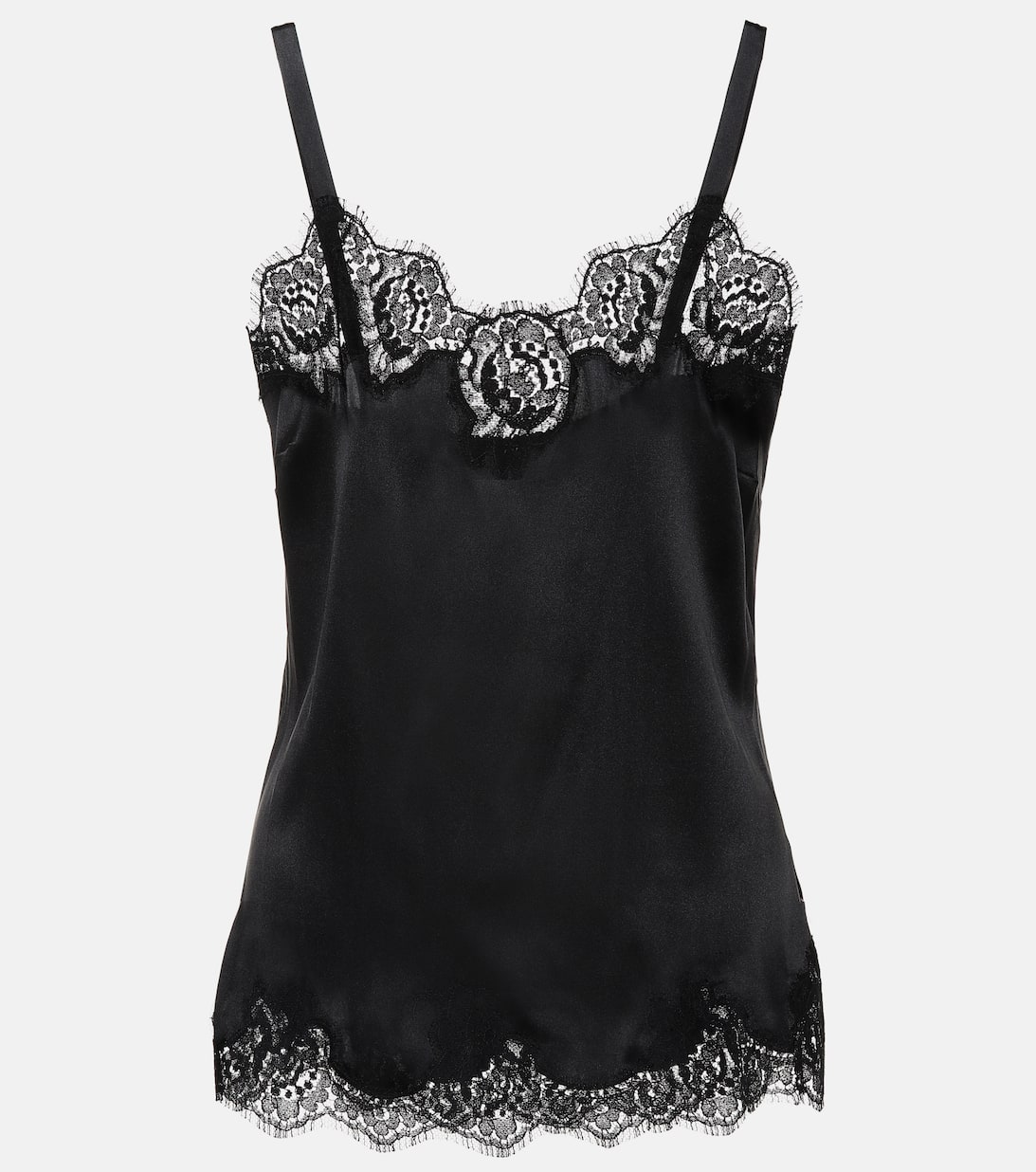 Lace Trimmed Satin Camisole in Black - Dolce Gabbana | Mytheresa