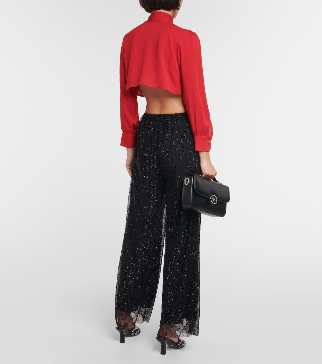 GG Crystal Embellished Tulle Pants in Black - Gucci | Mytheresa