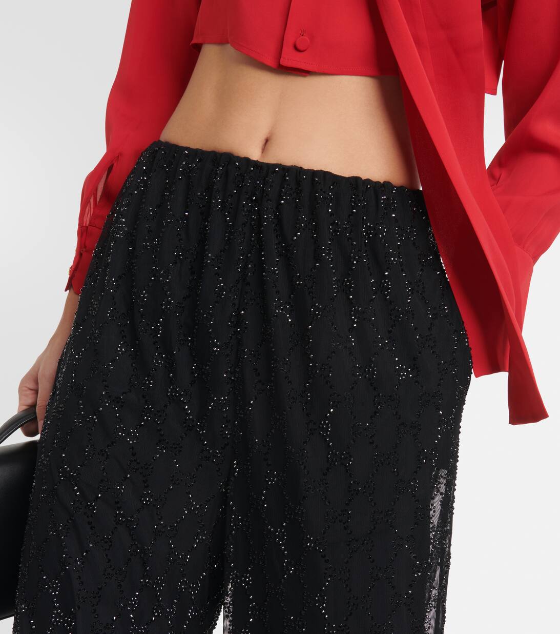 GG Crystal Embellished Tulle Pants in Black - Gucci | Mytheresa