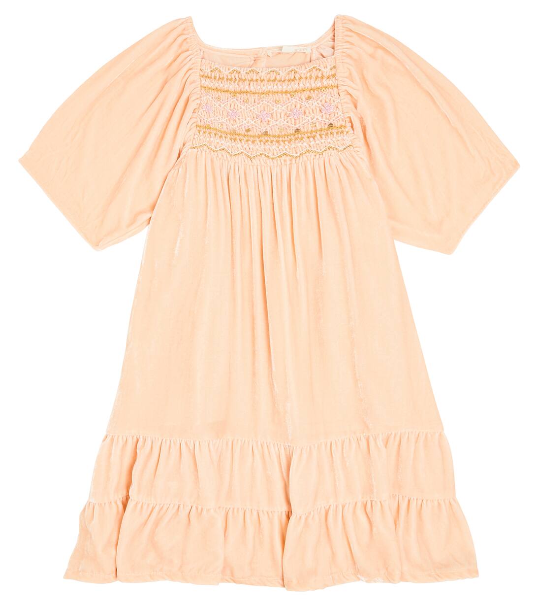 Olivina Smocked Velvet Dress in Pink - Louise Misha | Mytheresa