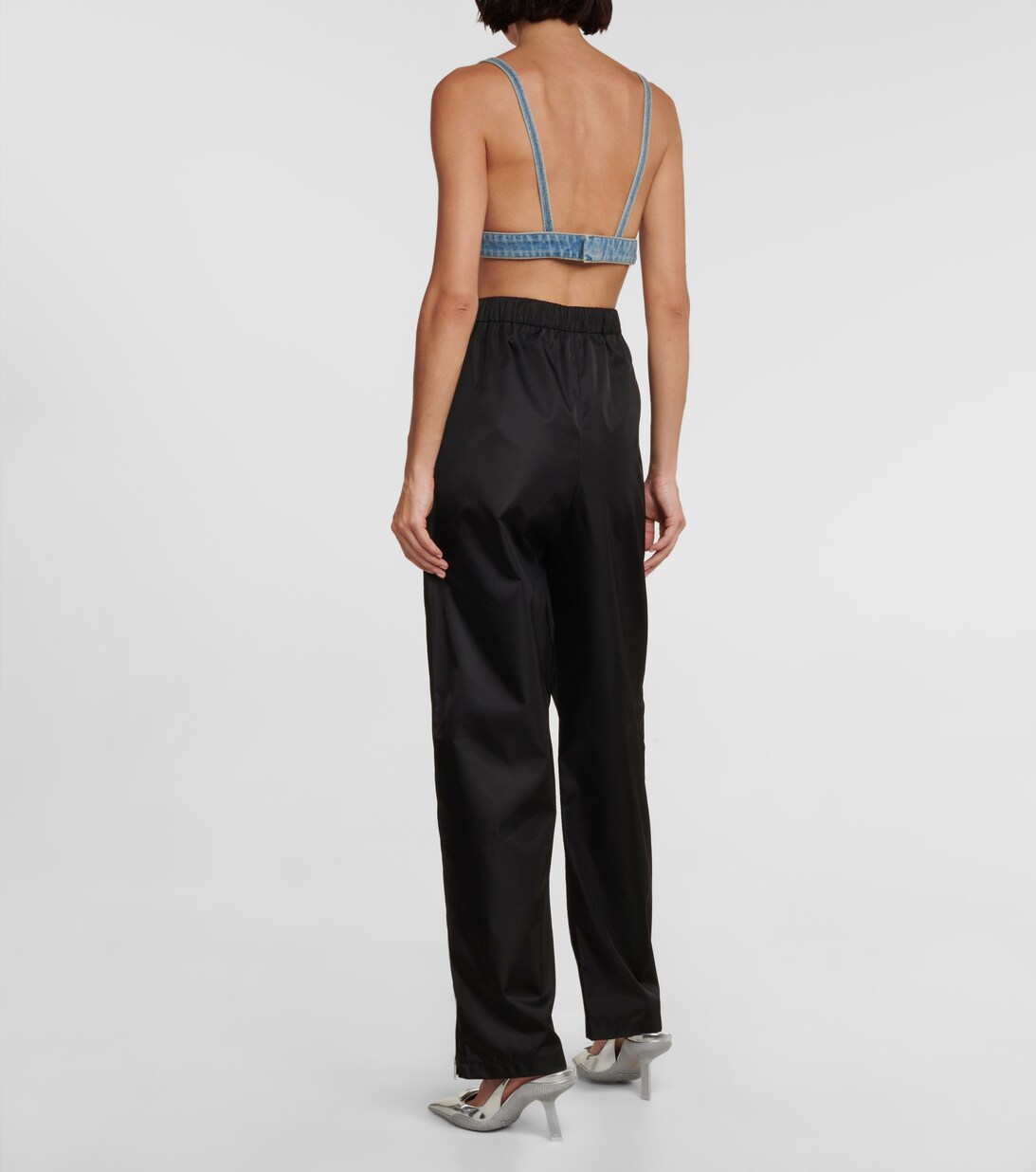 Logo Denim Bralette in Blue - Prada | Mytheresa