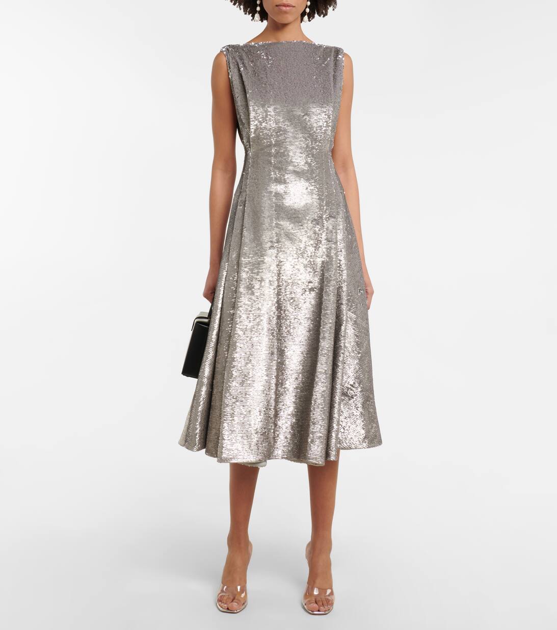 Chaya Sequined Midi Dress in Silver - Emilia Wickstead | Mytheresa