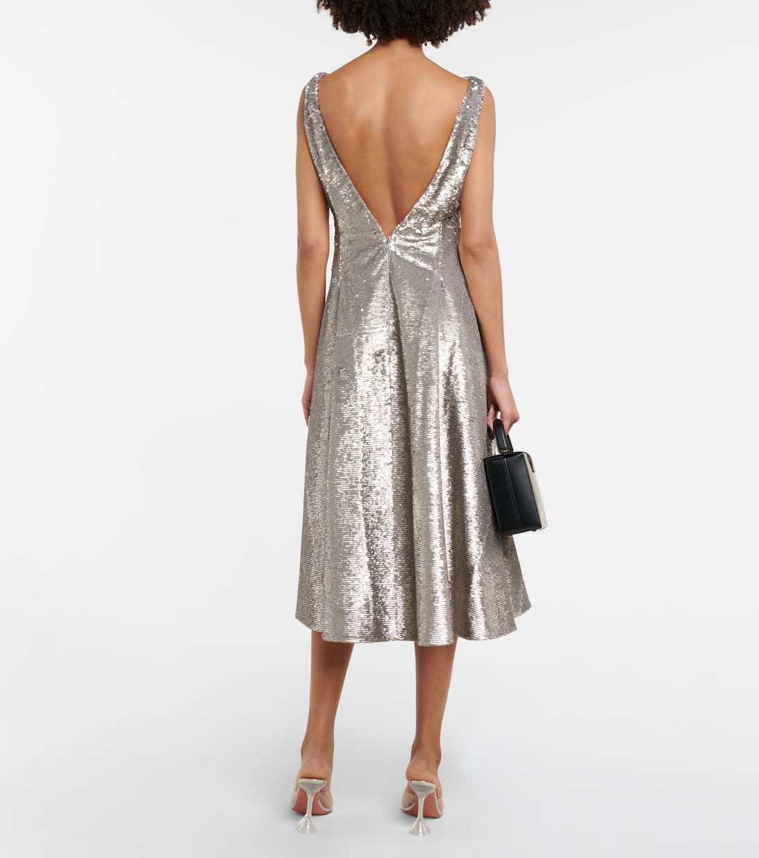 Chaya Sequined Midi Dress in Silver - Emilia Wickstead | Mytheresa