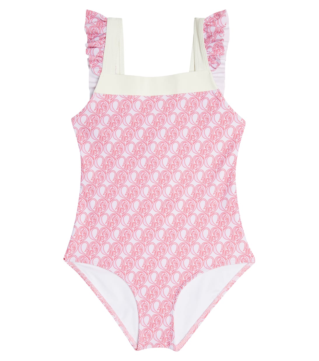 Logo Printed Ruffled Swimsuit in White - Chloe Kids | Mytheresa