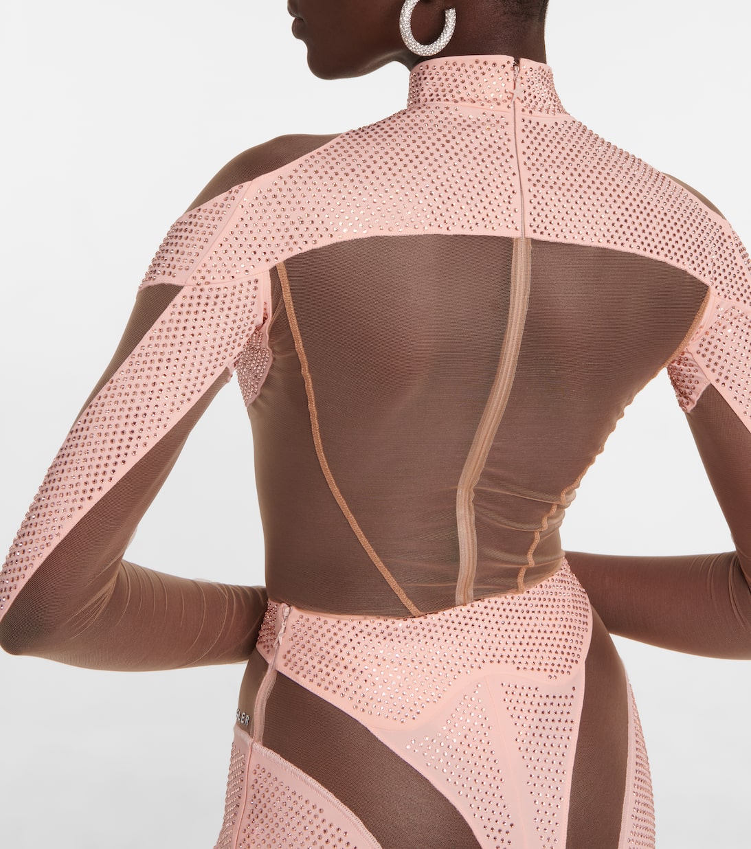 Paneled Bodysuit in Pink - Mugler | Mytheresa