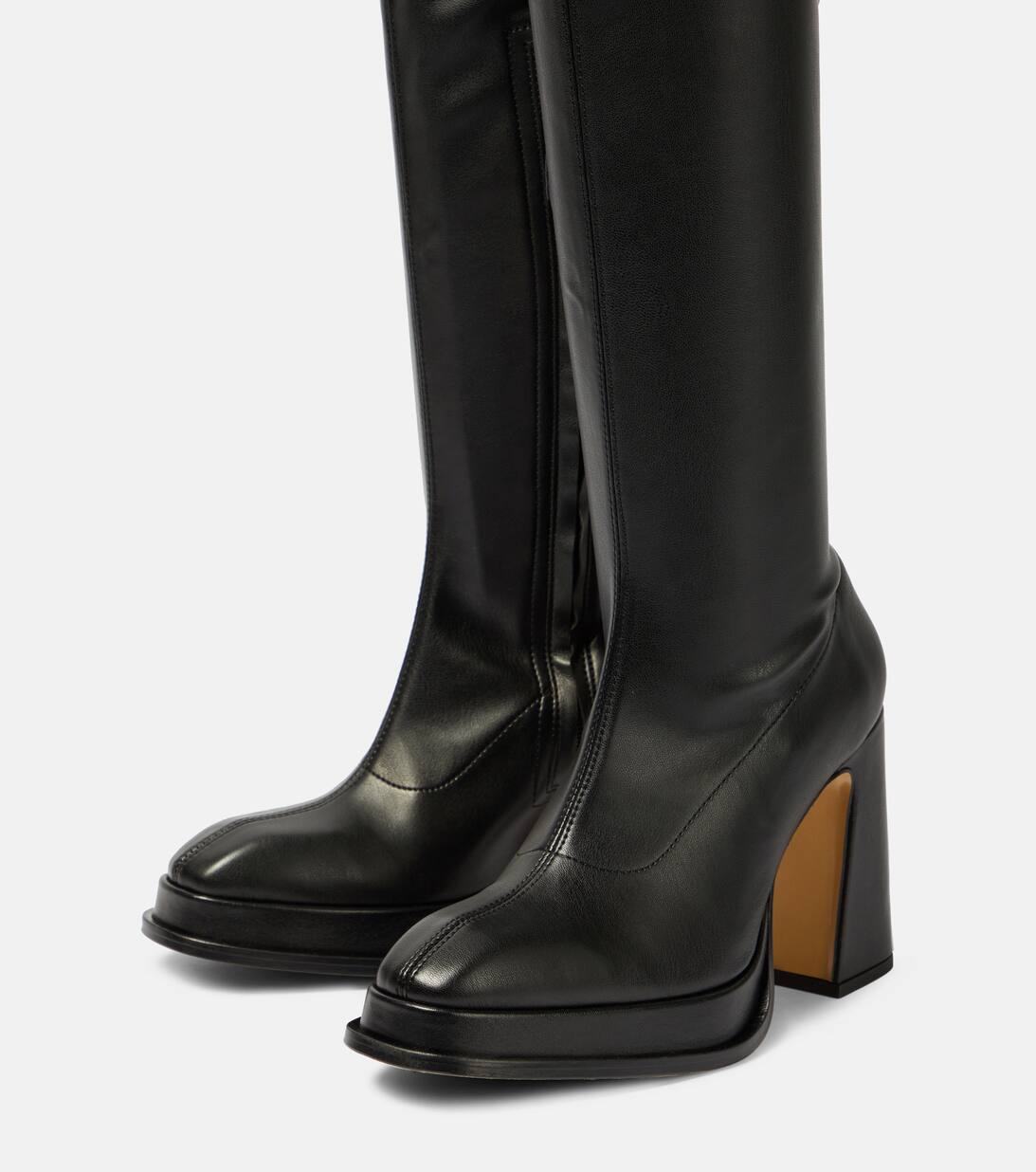 Velvet 100 Faux Leather Over The Knee Boots in Black - Souliers ...