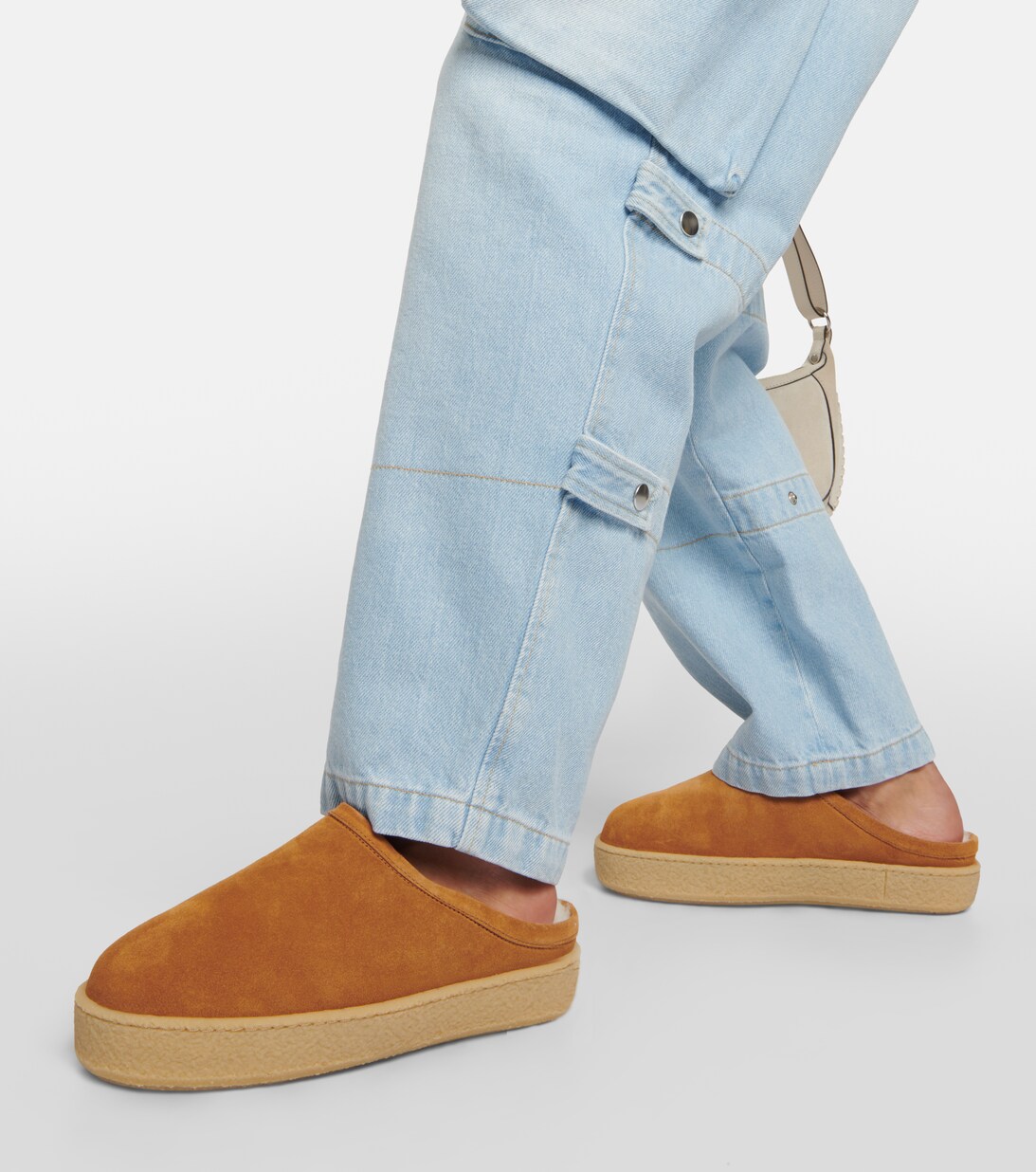 Fozee Shearling Lined Suede Slippers in Brown - Isabel Marant | Mytheresa