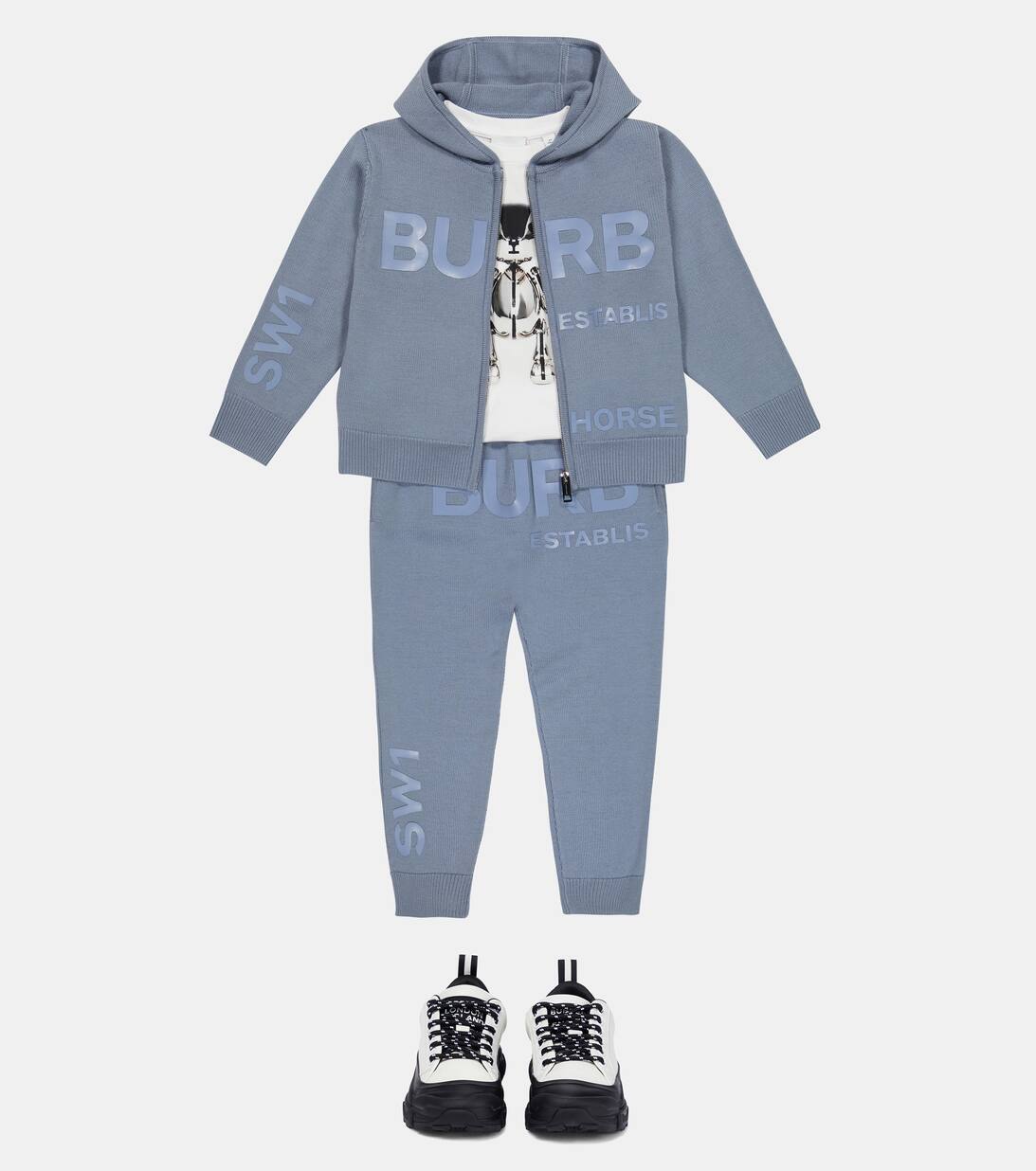 Logo Wool Hoodie in Blue - Burberry Kids | Mytheresa