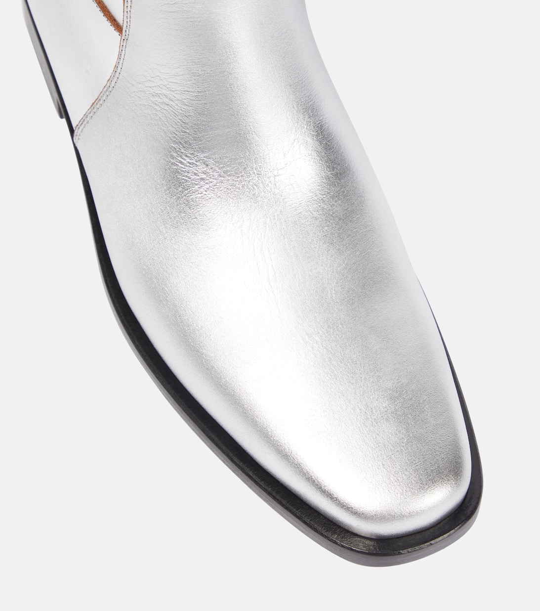 Wooster Metallic Leather Riding Boots in Silver - Khaite | Mytheresa