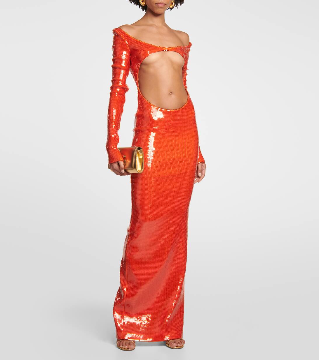 Sequined Cutout Off Shoulder Gown in Orange - La Quan Smith | Mytheresa