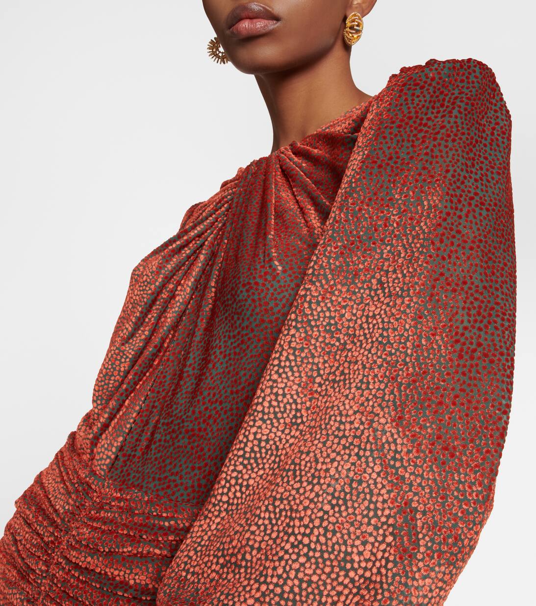 Sabrina Velvet Devore Gown in Orange - Costarellos | Mytheresa