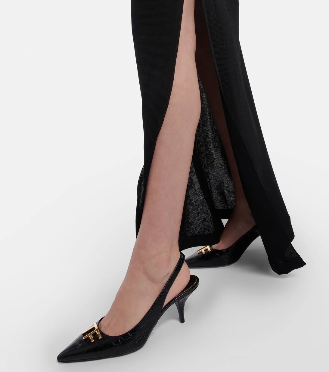 TF Croc Effect Leather Slingback Pumps in Black - Tom Ford | Mytheresa
