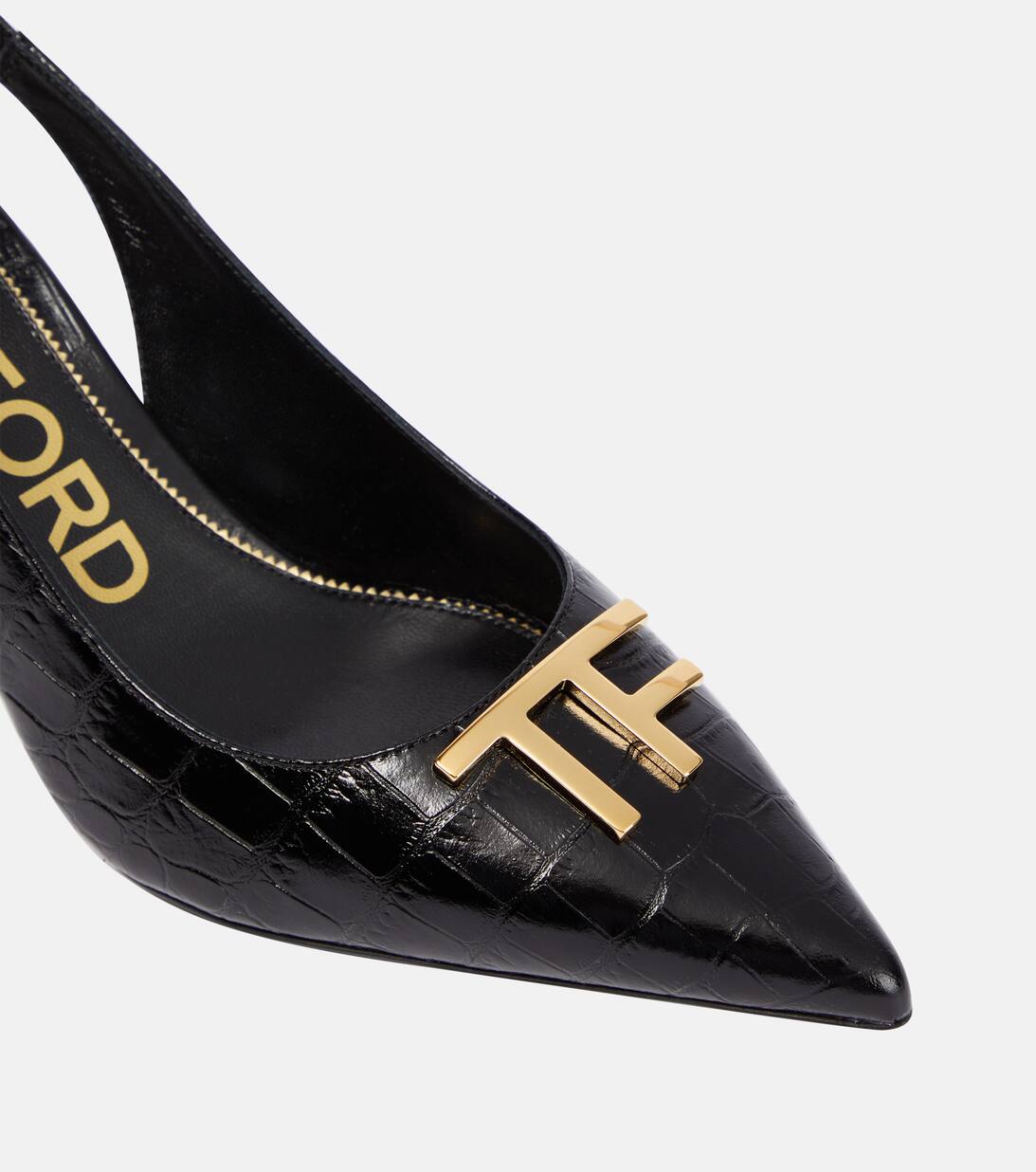 TF Croc Effect Leather Slingback Pumps in Black - Tom Ford | Mytheresa