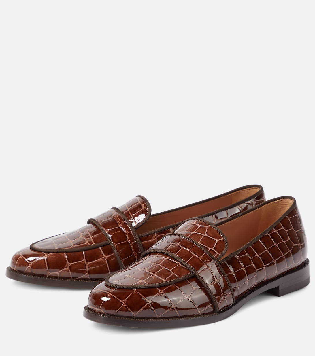 Martin Croc Effect Leather Loafers in Brown - Aquazzura | Mytheresa