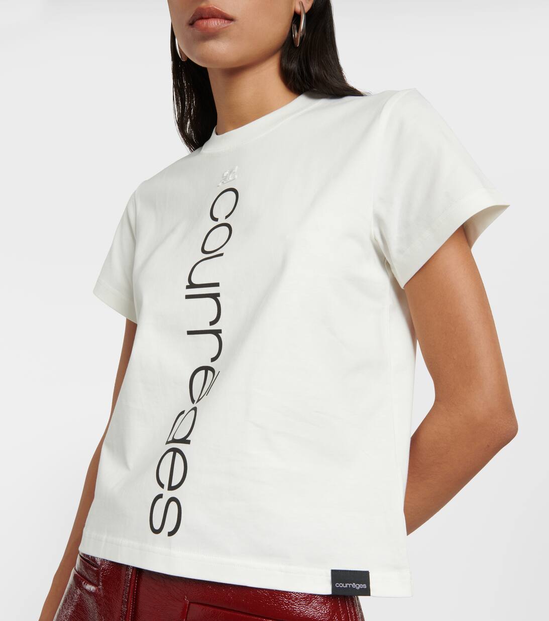 Logo Printed Cotton T Shirt in White - Courreges | Mytheresa