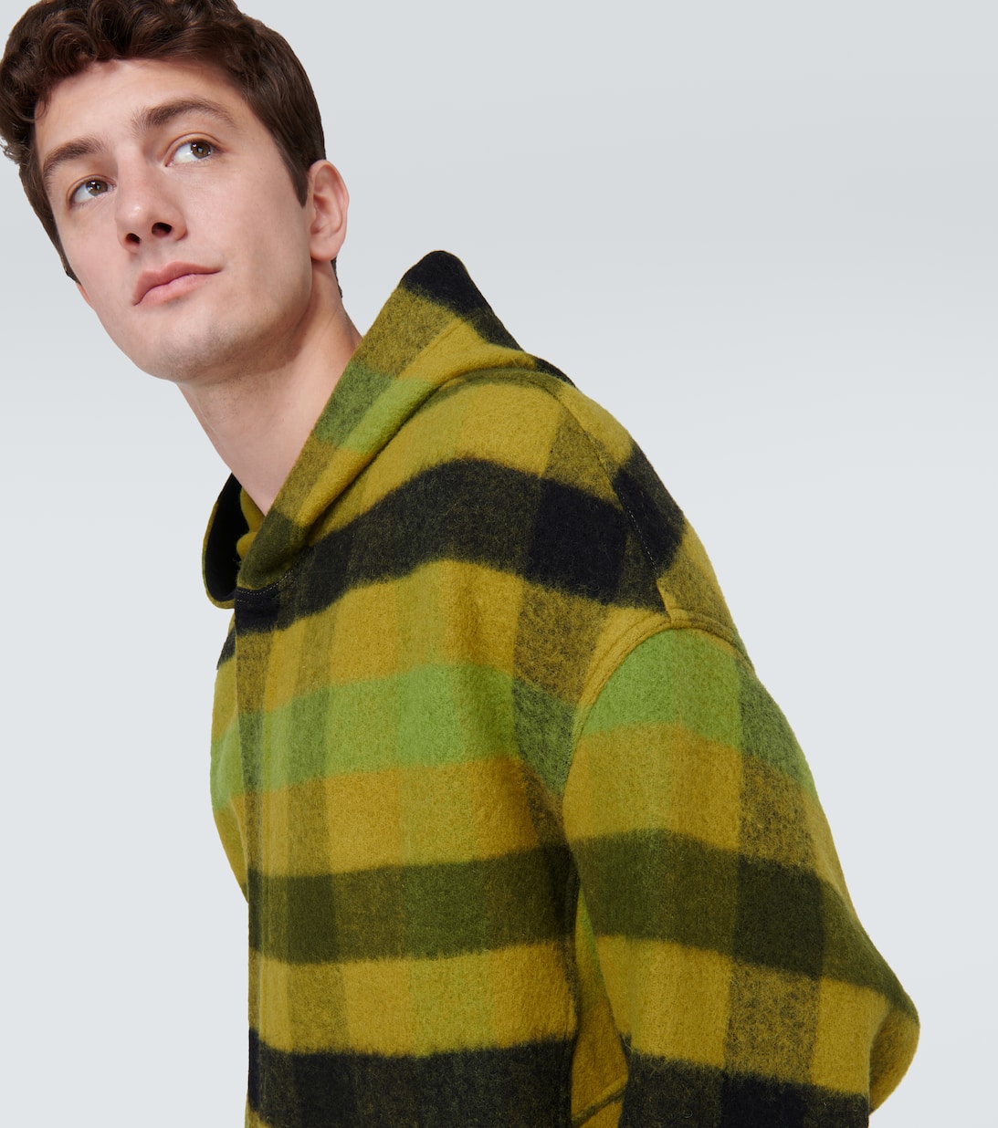 Checked Wool Coat in Green - Rick Owens | Mytheresa