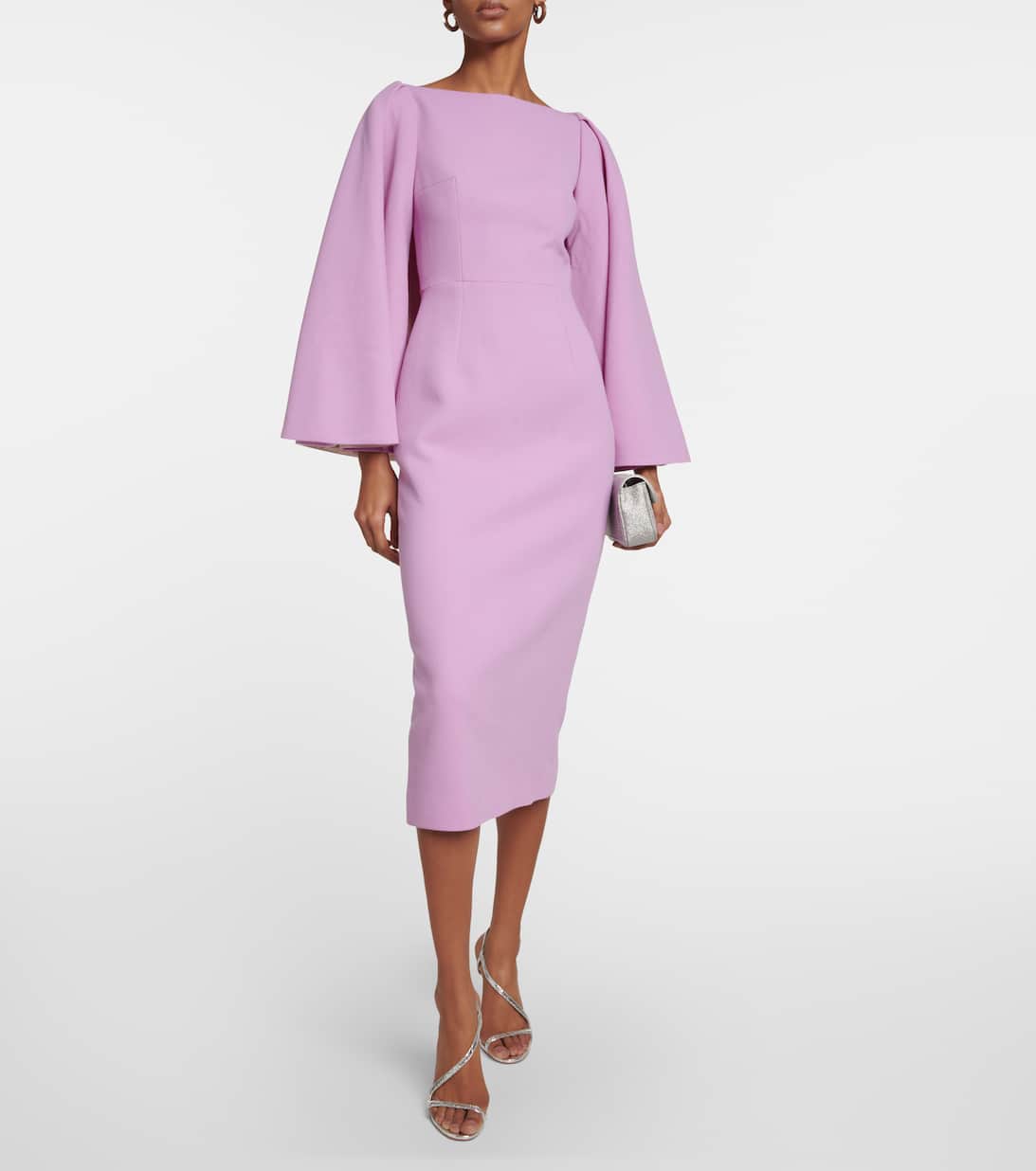 Switzy Cape Wool Crepe Midi Dress in Pink - Emilia Wickstead | Mytheresa