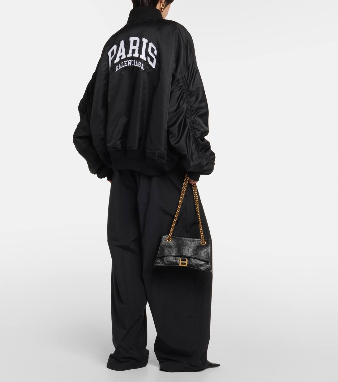 Paris Satin Varsity Jacket in Black - Balenciaga | Mytheresa
