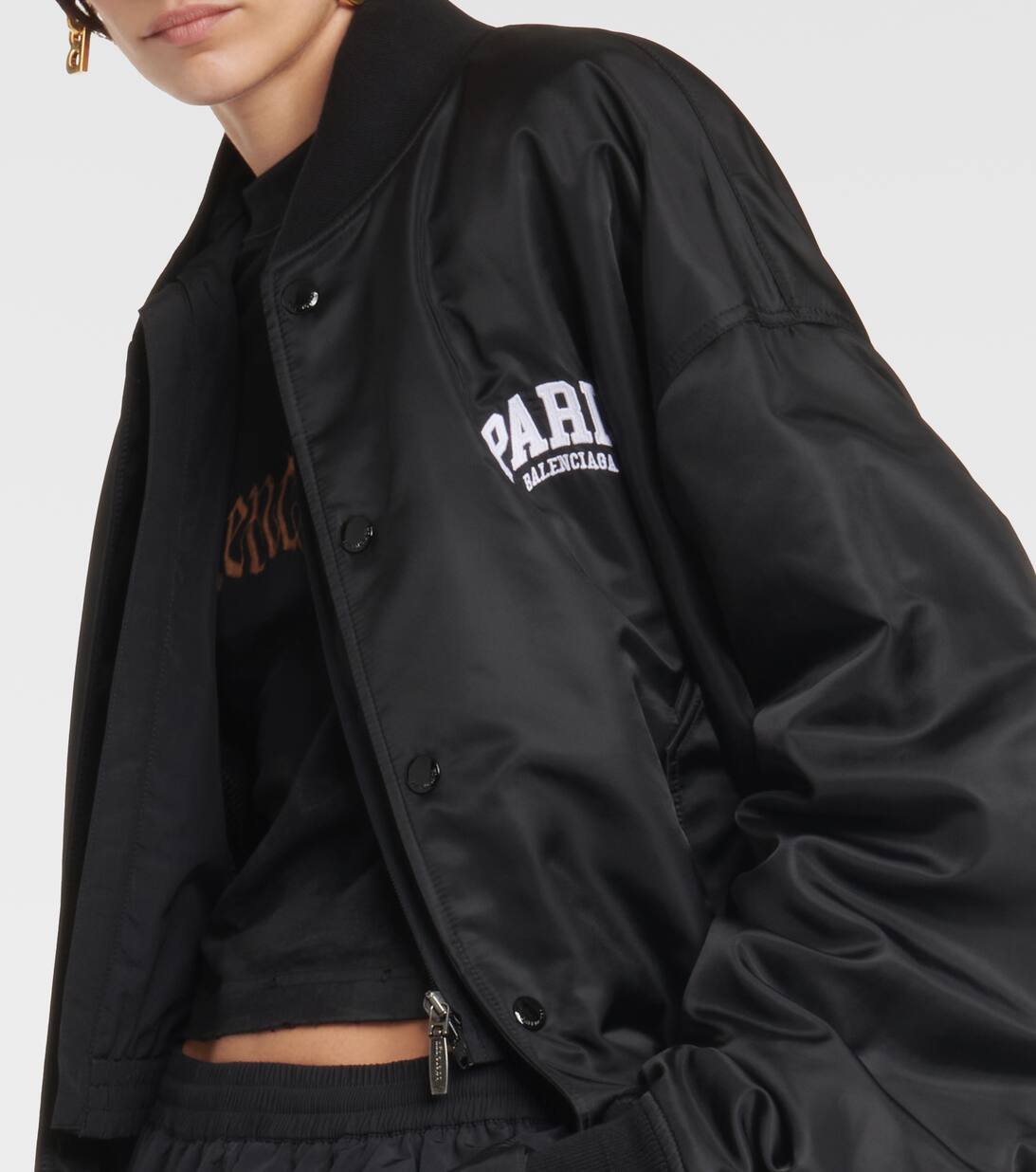 Paris Satin Varsity Jacket in Black - Balenciaga | Mytheresa