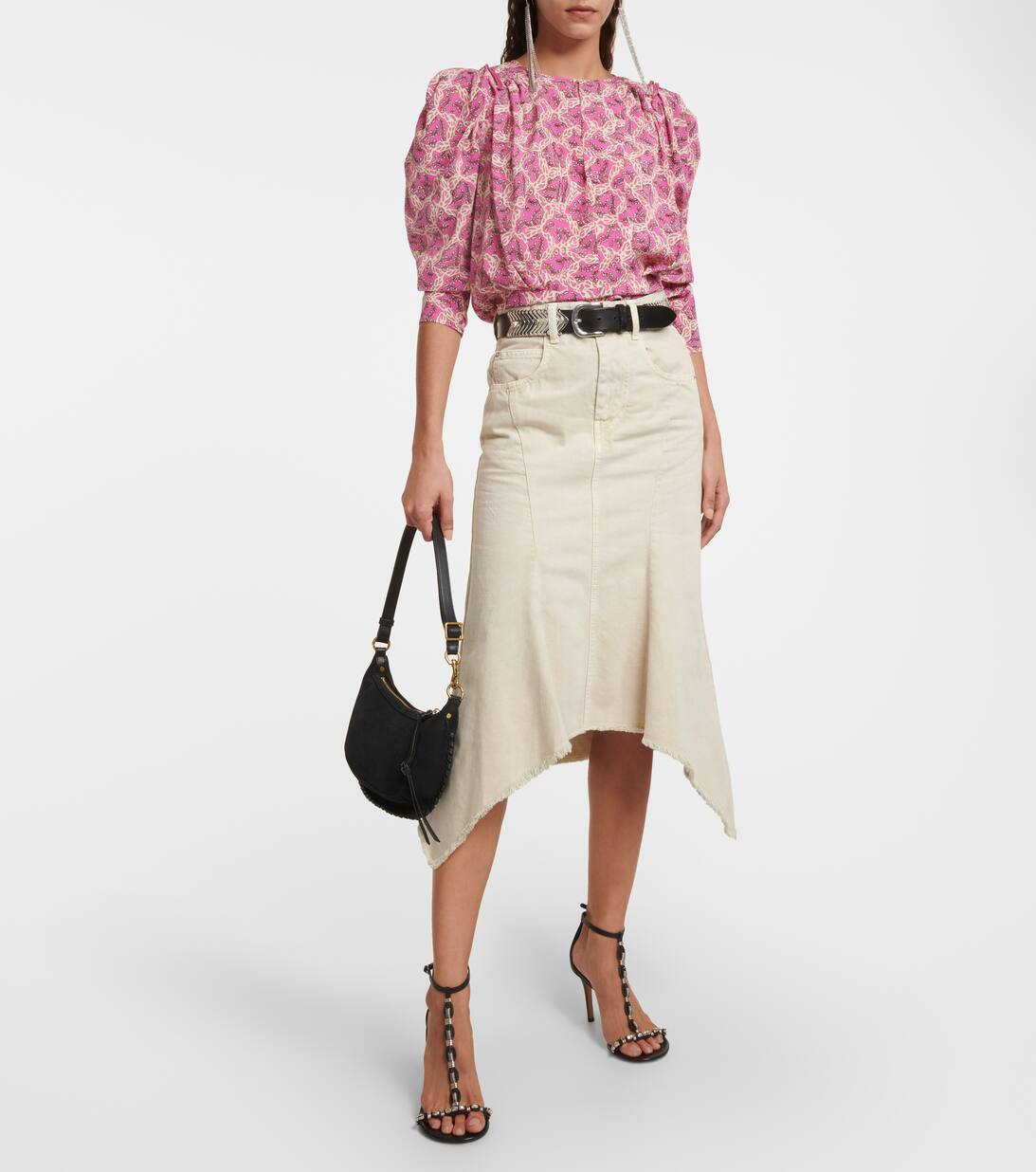 Nyda Denim Midi Skirt in Beige - Isabel Marant | Mytheresa