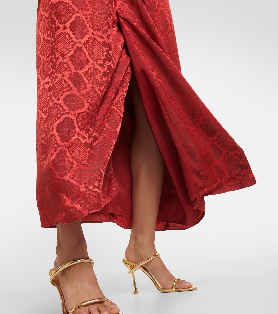 Carmine Snake Print Satin Maxi Dress in Red - Simkhai | Mytheresa