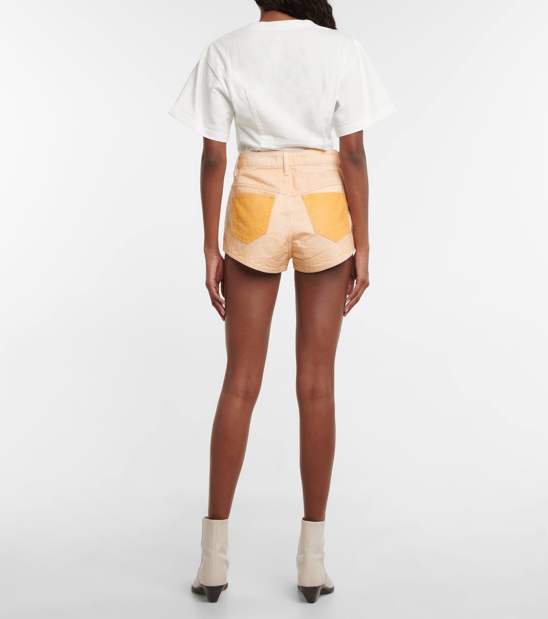 Neida Embroidered Denim Shorts in Orange - Isabel Marant | Mytheresa