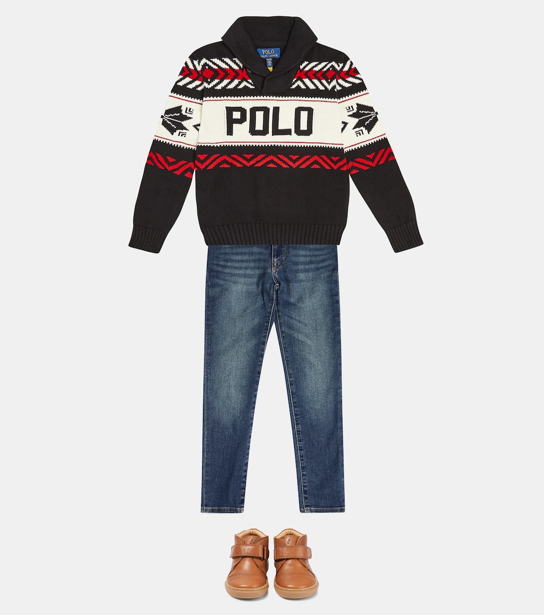 Logo Intarsia Cotton Sweater in Multicoloured - Polo Ralph Lauren Kids ...