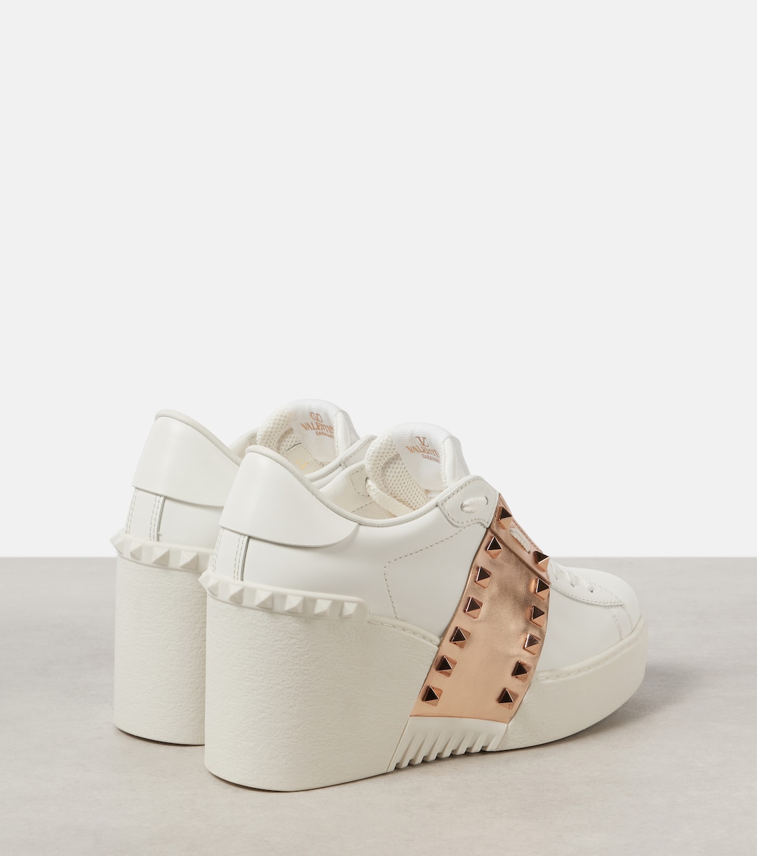 Open Disco Leather Wedge Sneakers in White - Valentino Garavani | Mytheresa