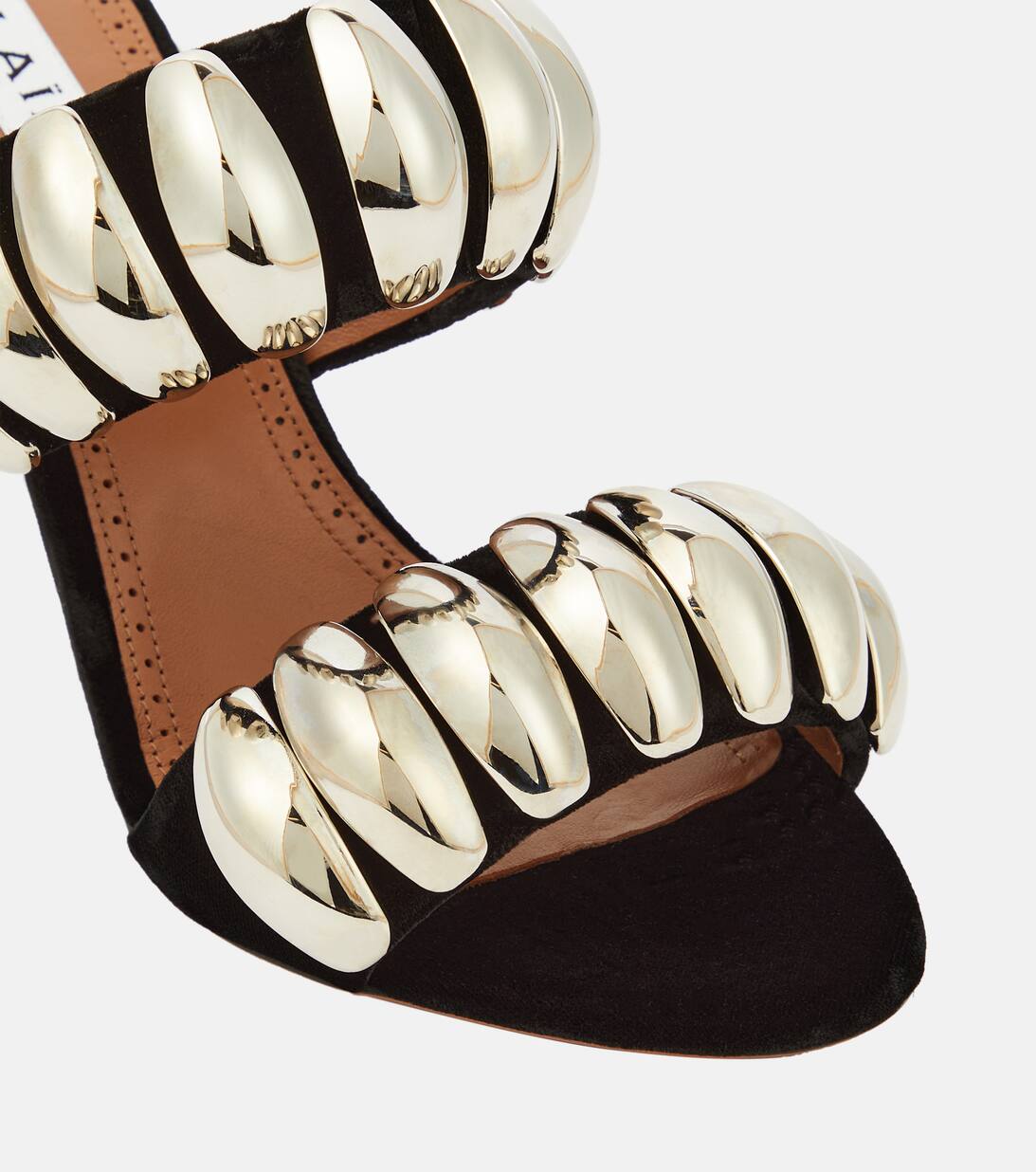 Tribale Embellished Suede Mules in Black - Alaia | Mytheresa