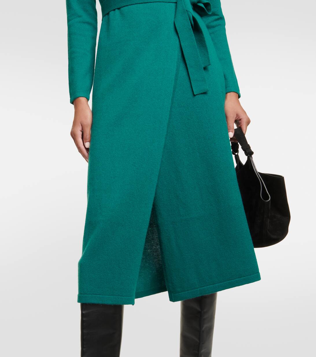 Astrid Wool And Cashmere Wrap Dress in Green - Diane Von Furstenberg ...