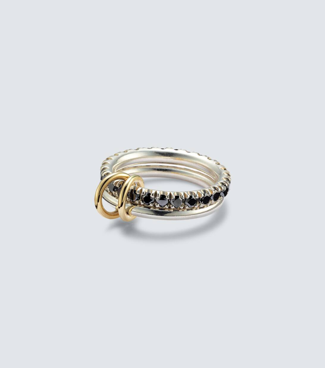 Enzo SG Noir Sterling Silver And 18 Kt Gold Ring With Black Diamonds in ...