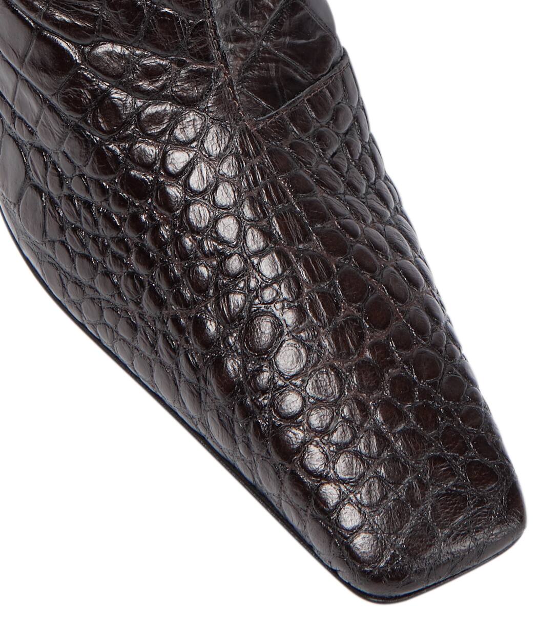 Croc Effect Leather Boots in Brown - Acne Studios | Mytheresa