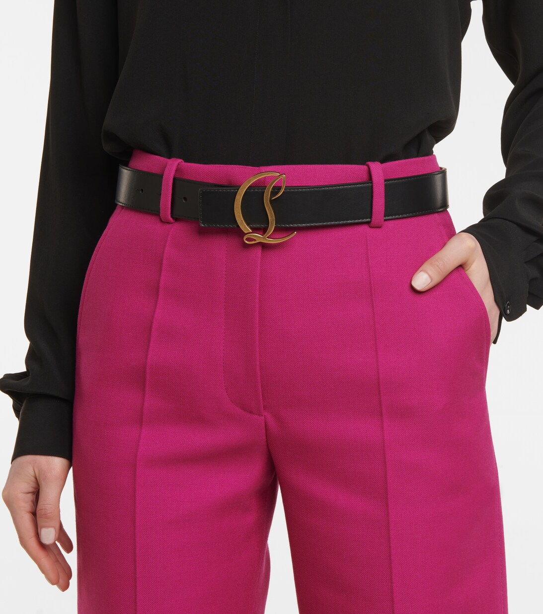 CL Logo Leather Belt in Black - Christian Louboutin | Mytheresa