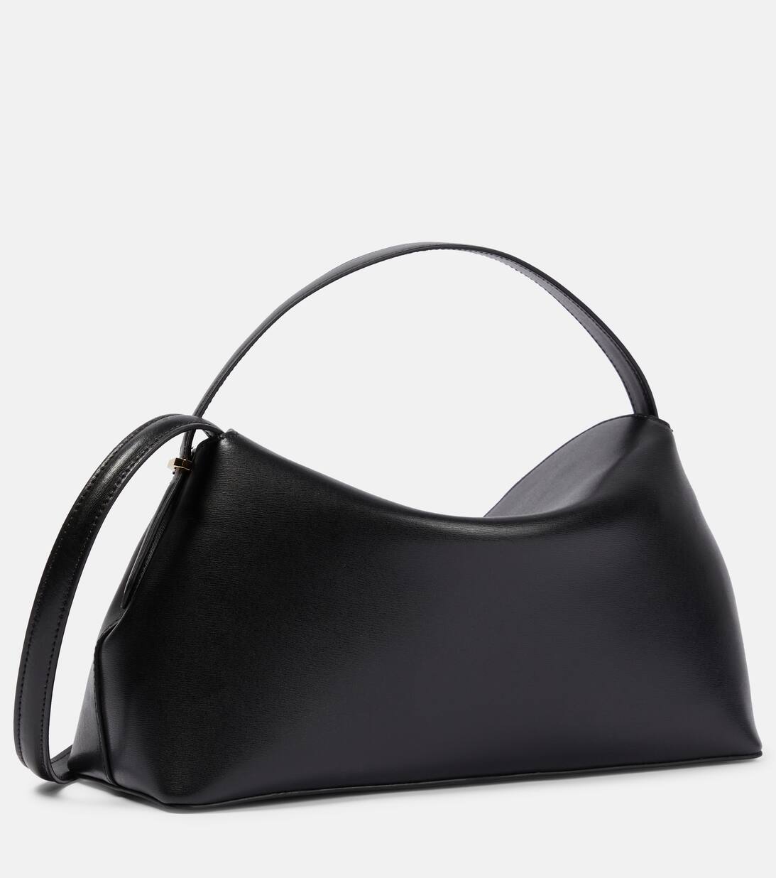 T Lock Medium Leather Tote Bag in Black - Toteme | Mytheresa