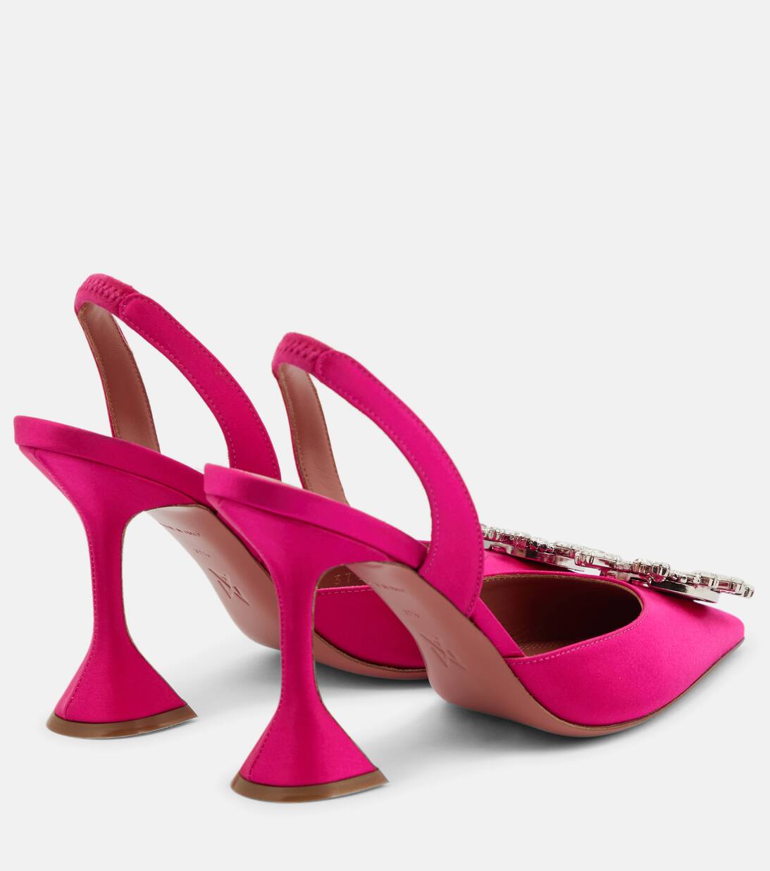 Salones Begum Destalonados De Saten en Rosa - Amina Muaddi | Mytheresa