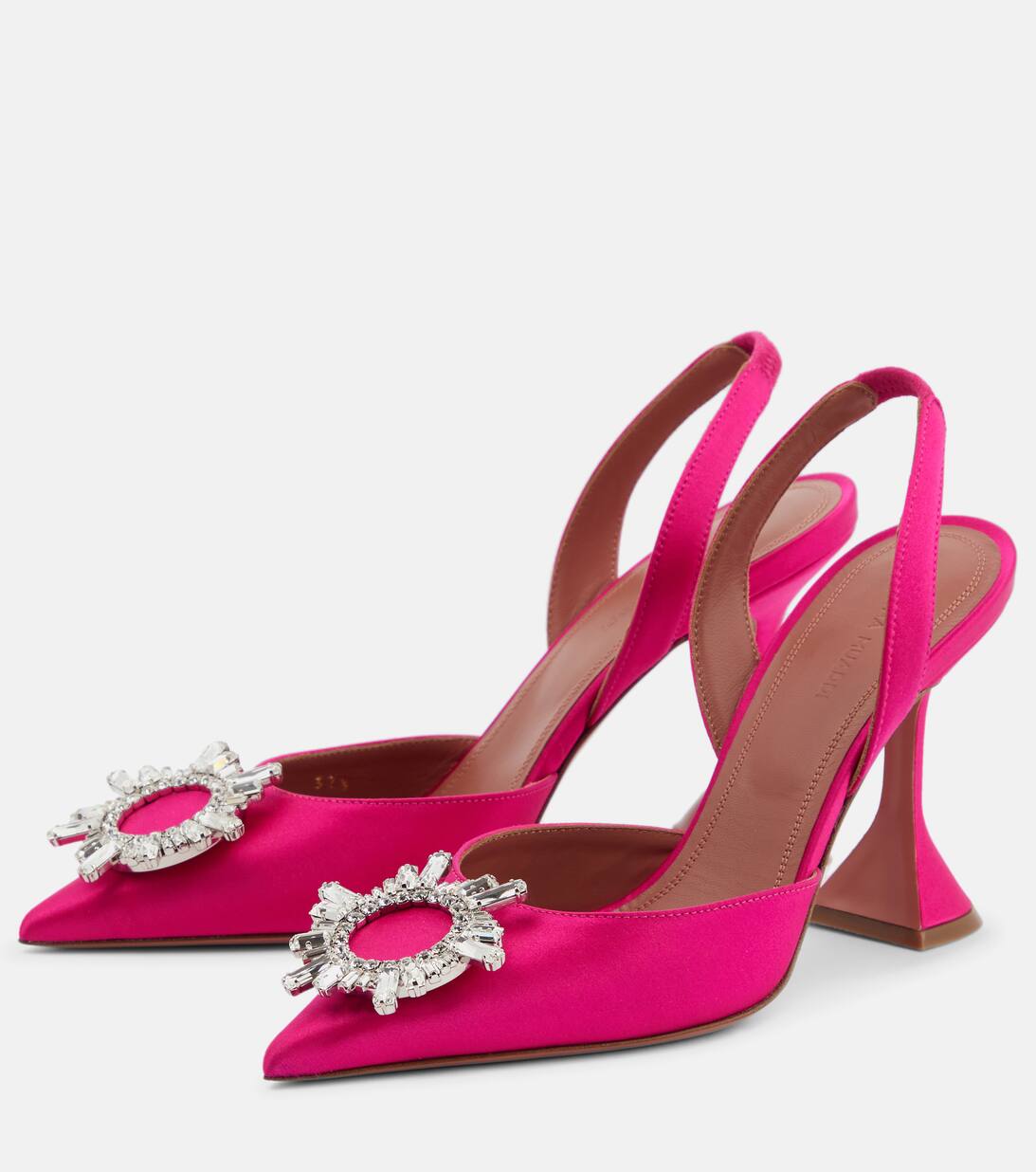 Salones Begum Destalonados De Saten en Rosa - Amina Muaddi | Mytheresa