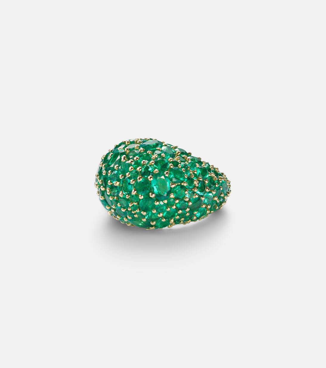 Green Earth Dome 18 Kt Gold Ring With Emeralds in Green - Octavia ...