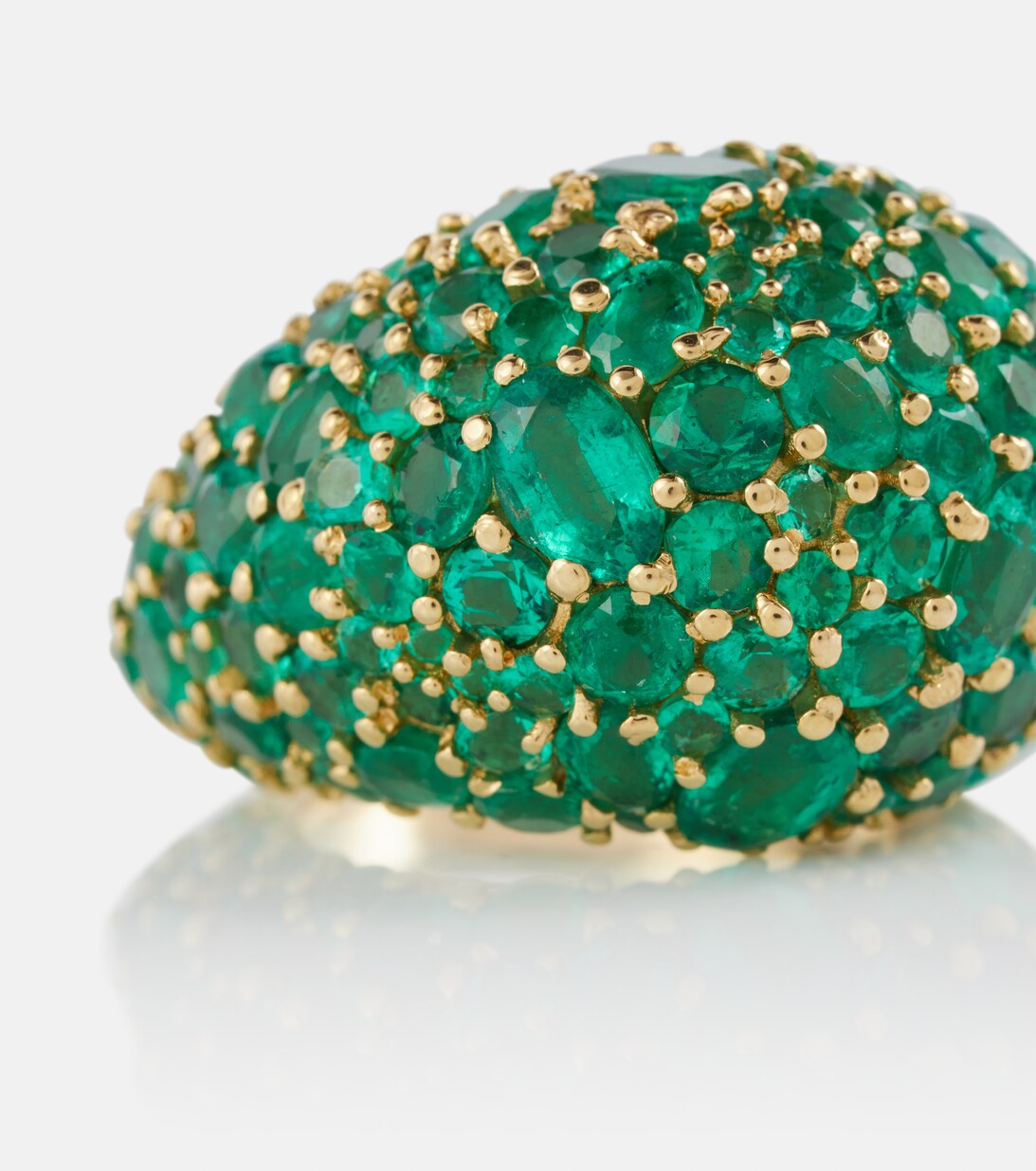 Green Earth Dome 18 Kt Gold Ring With Emeralds in Green - Octavia ...