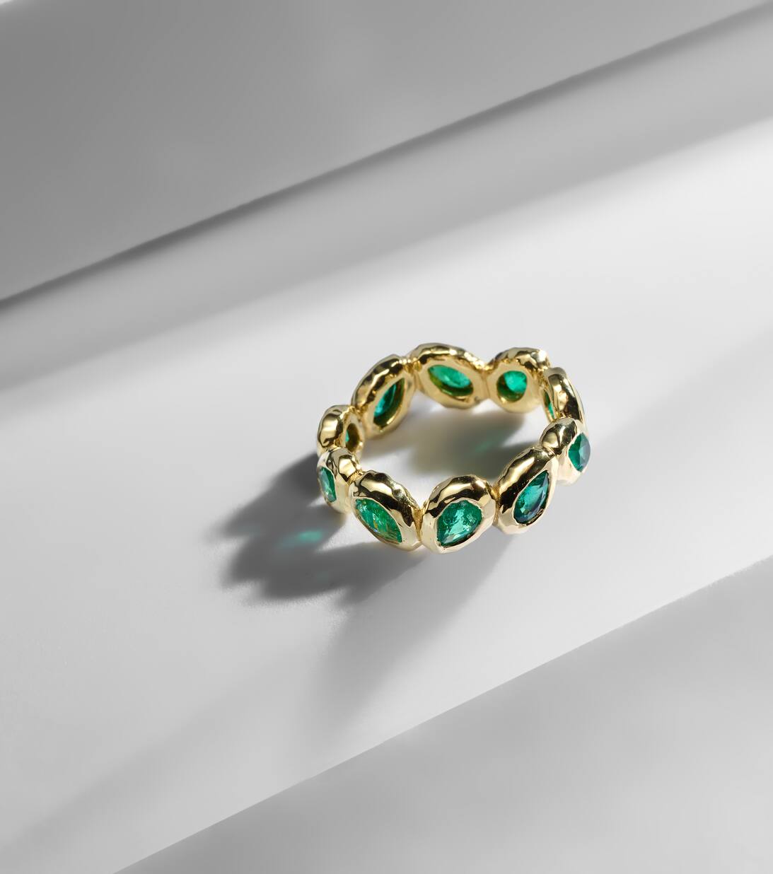 Nesting Gem 18 Kt Gold Eternity Ring With Emeralds in Gold - Octavia ...