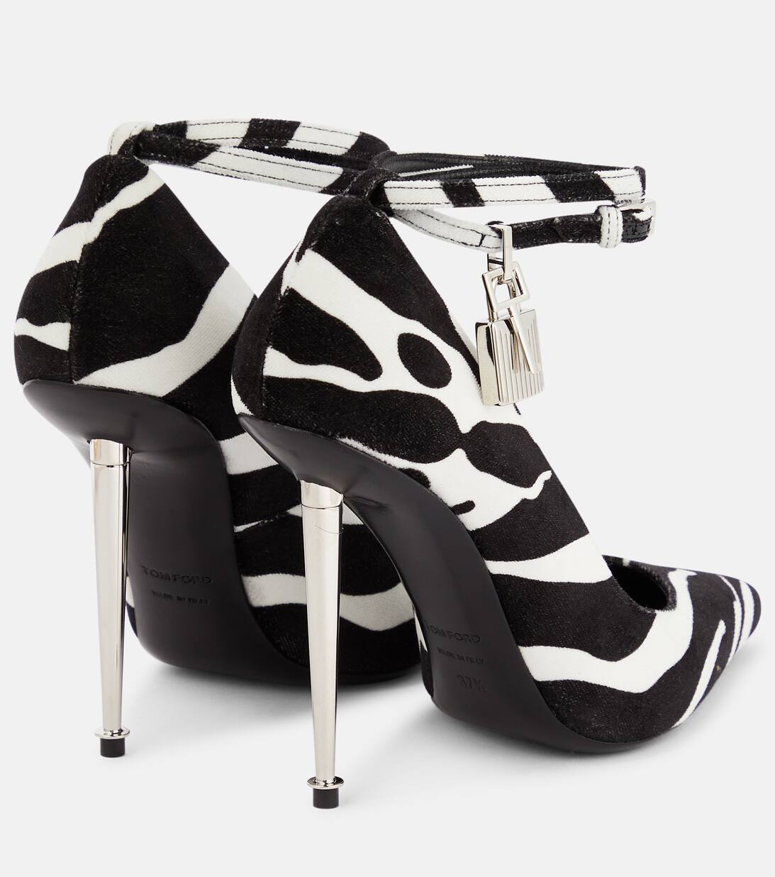 Padlock Zebra Print Velvet Pumps in Black - Tom Ford | Mytheresa