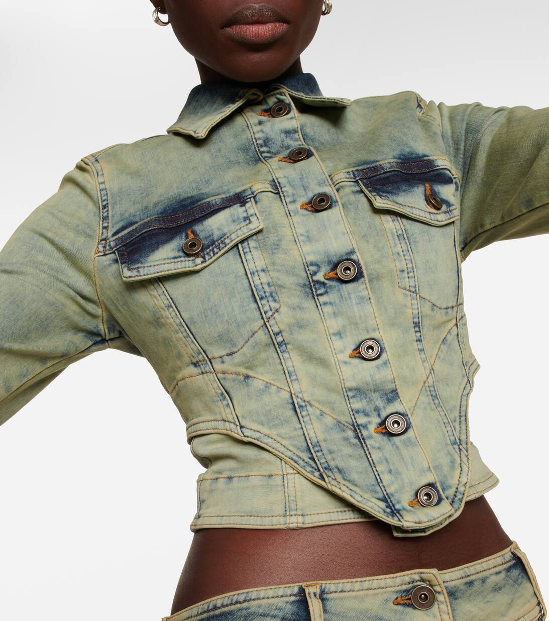 Claw Cropped Denim Jacket in Blue - KNWLS | Mytheresa