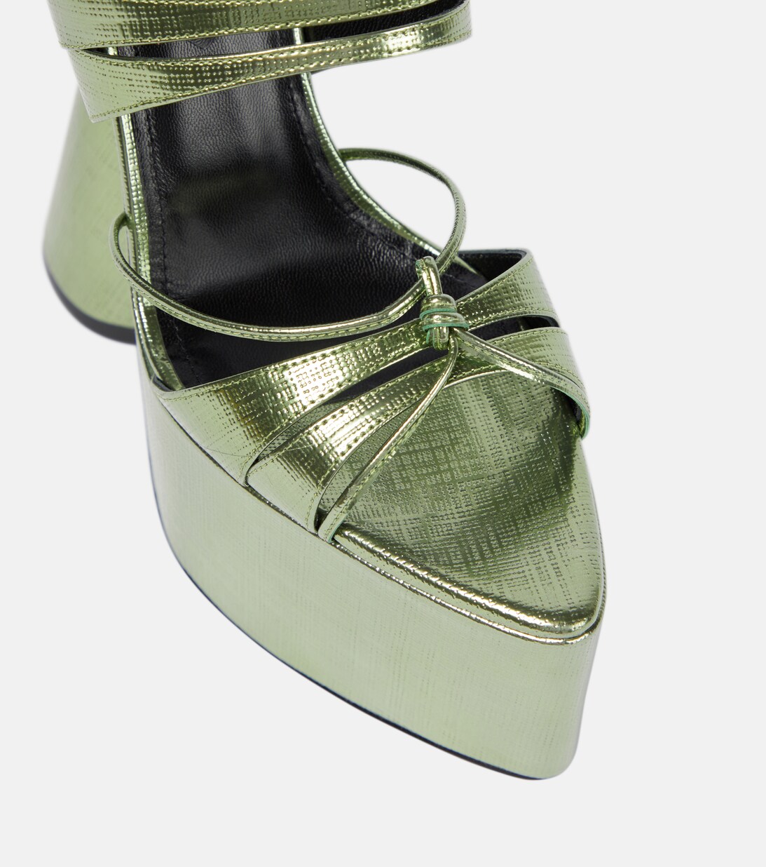 Belle Leather Platform Sandals in Green - D Accori | Mytheresa