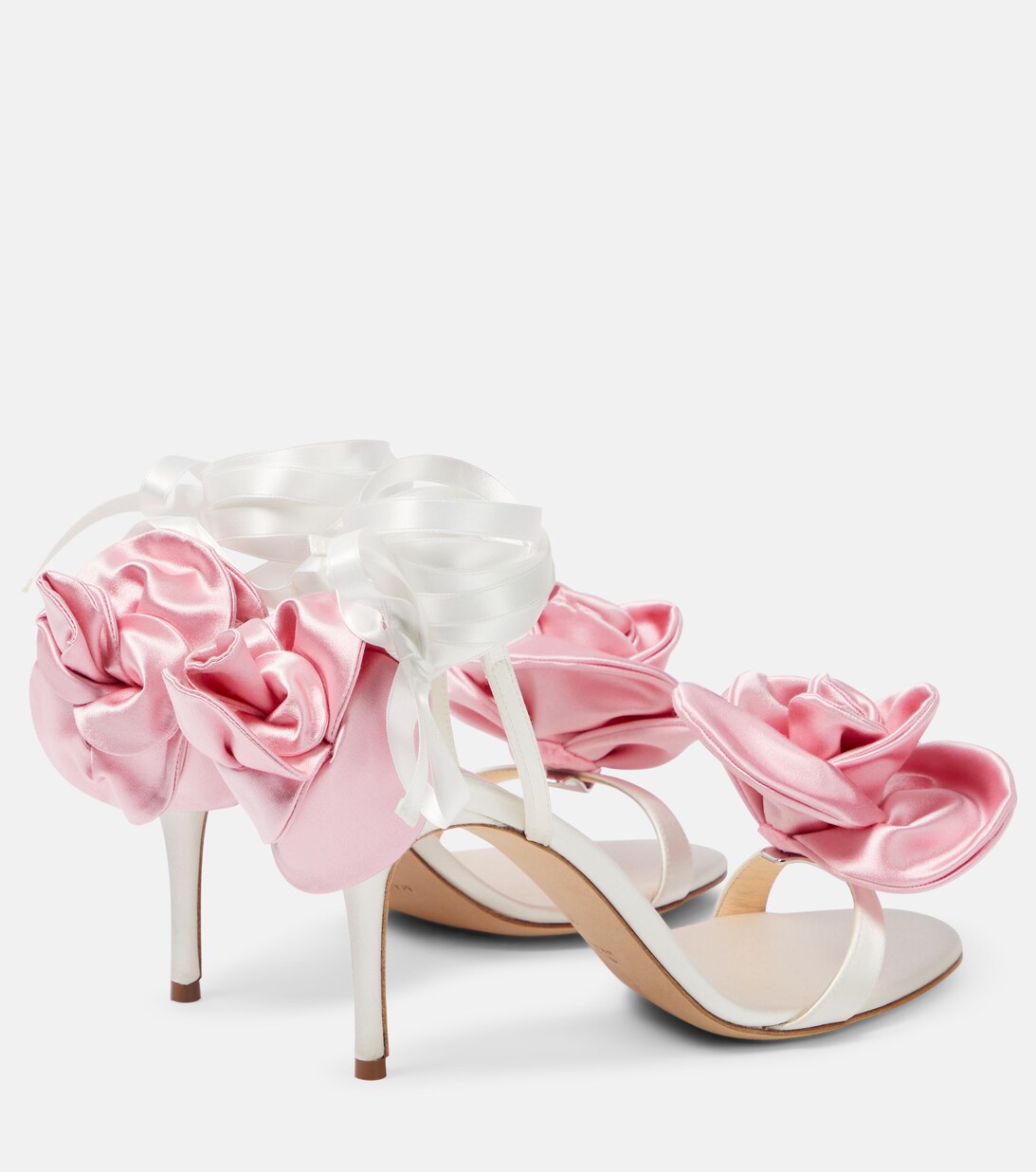 Floral Applique Satin Sandals in White - Magda Butrym | Mytheresa