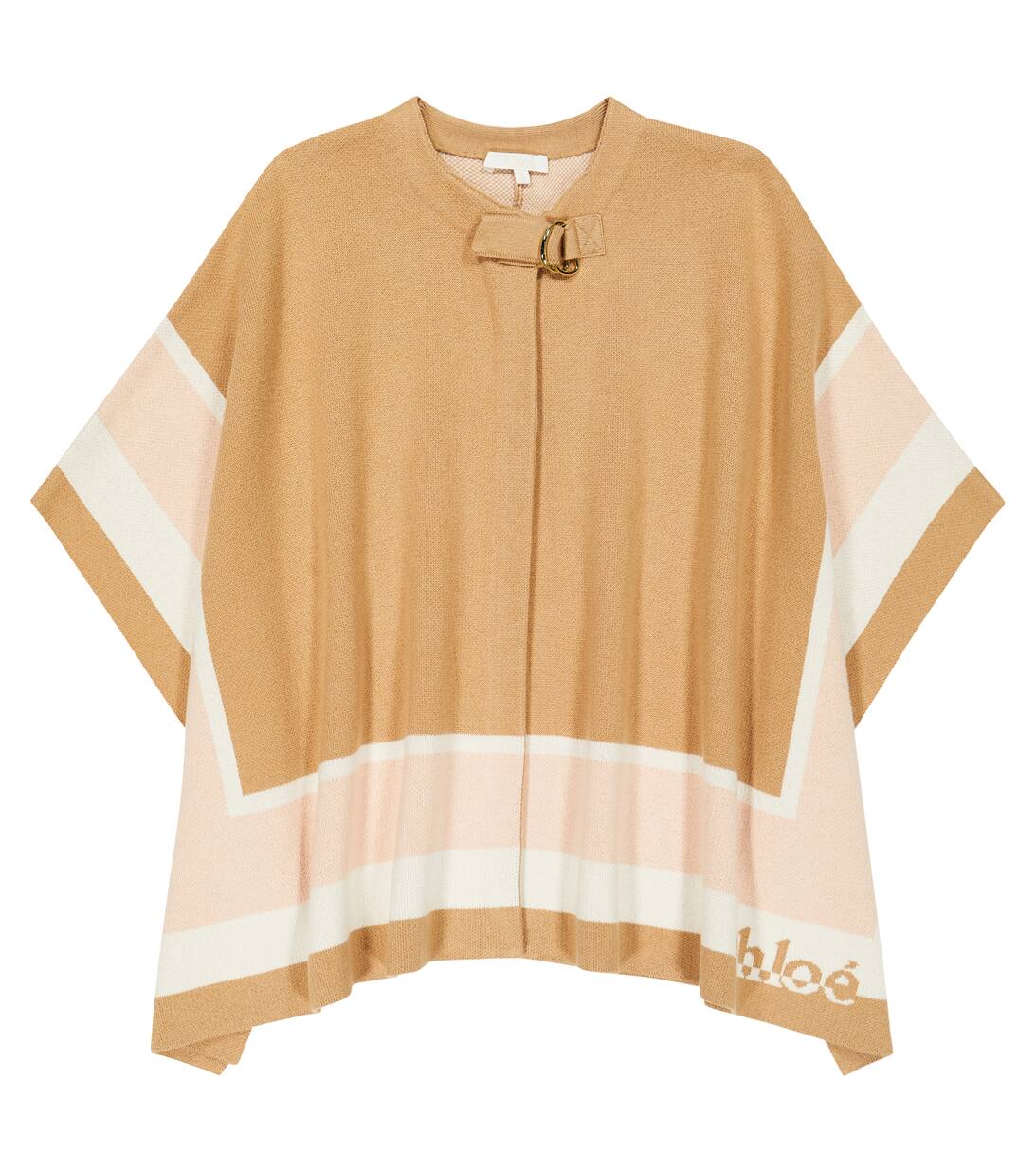 Logo Colorblocked Cotton And Wool Cape in Beige - Chloe Kids | Mytheresa